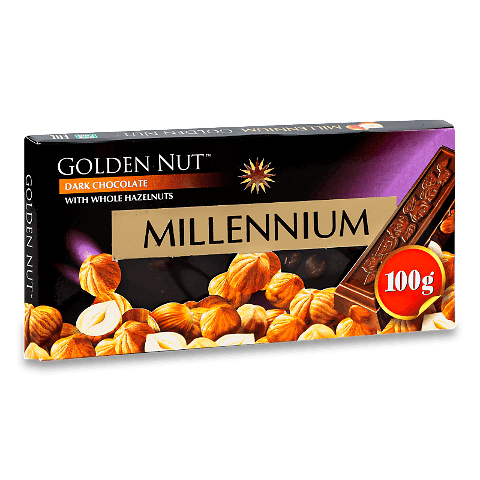 Чорний шоколад Millennium Gold з цілими лісовими горіхами 100г – онлайн ...