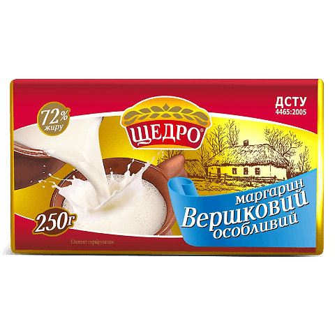 Маргарин вершковий «Щедро» 72% 250г – онлайн-супермаркет «Сільпо»