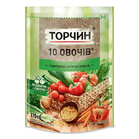 Приправа «Торчин» «10 овочів» 170г – онлайн-супермаркет «Сільпо»