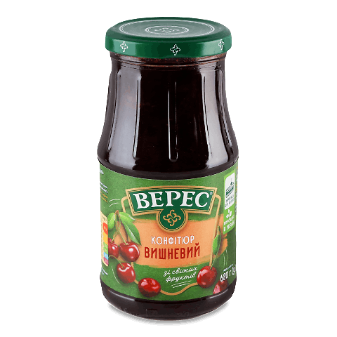 Конфітюр «Верес» вишневий с/б 620г – онлайн-супермаркет «Сільпо»
