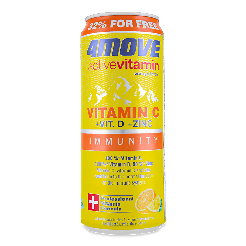Напій 4move Active vitamin C+D+zinc негазований безалкогольний з/б 0 ...