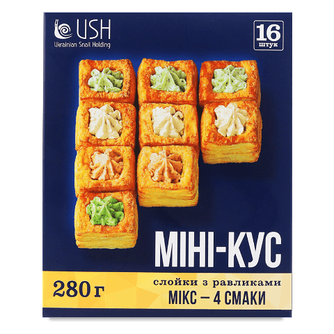 Слойки «Лавка Традицій» USH з равликами мікс 4 смаки міні-кус ...