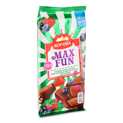 Шоколад молочний «Корона» Max Fun полуниця-малина-чорниця-смородина ...