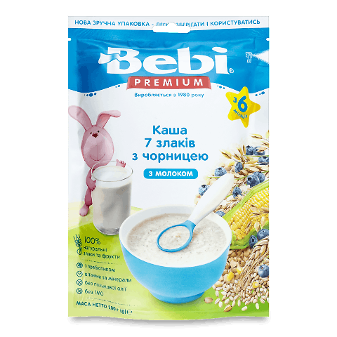 Каша молочна Bebi 7 злаків з чорницею 200г – онлайн-супермаркет «Сільпо»