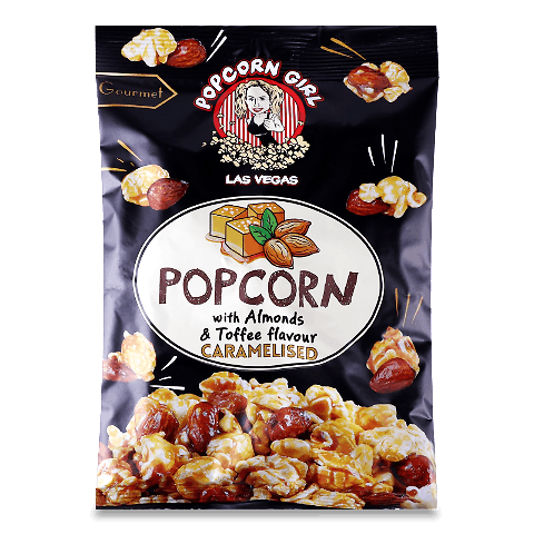 Попкорн Popcorn Girl карамелізований зі смаком мигдаль-ірис 90г ...