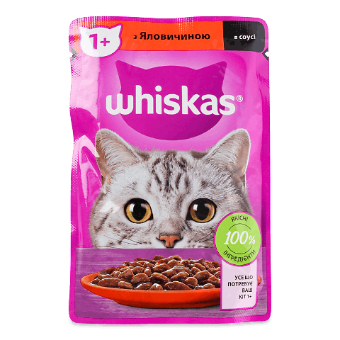 Корм для котів Whiskas з яловичиною в соусі 85г – онлайн-супермаркет ...