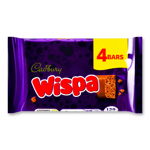 Батончики Wispa Cadbury шоколадні 4*23,7г – онлайн-супермаркет «Сільпо»