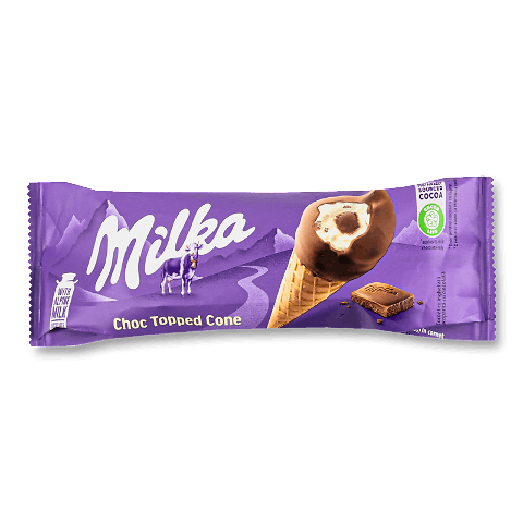 Морозиво Milka в шоколадній глазурі ріжок 69г – онлайн-супермаркет «Сільпо»